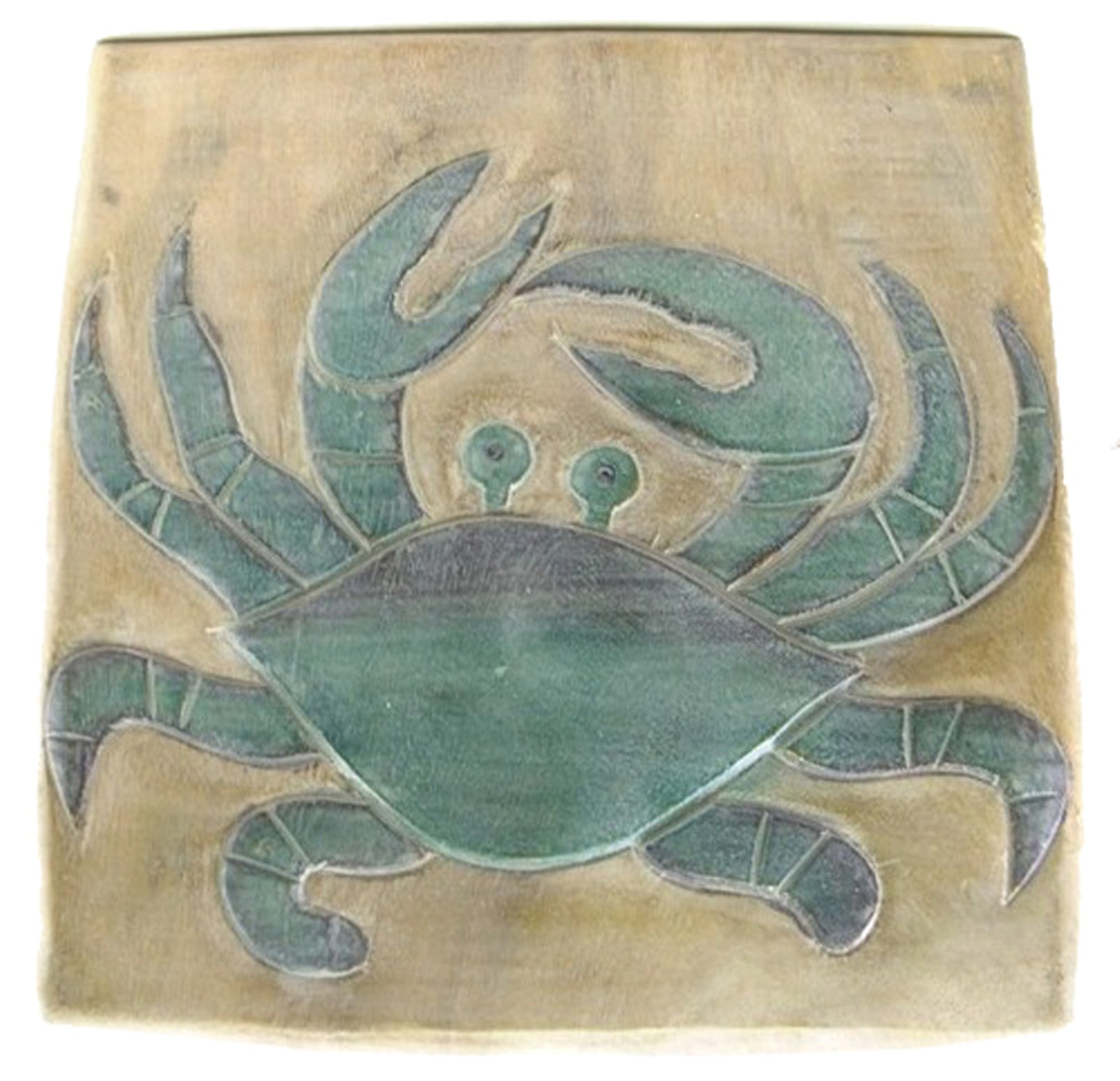 Chesapeake Bay Blue Crab Hand Carved Whitewashed Wooden Side End Table ...