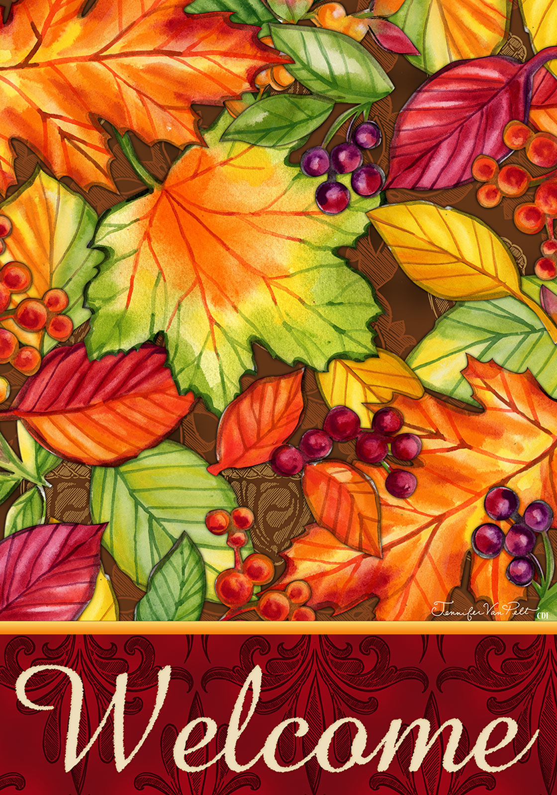 Welcome Leaves Fall Foliage 12 X 18 Inch Garden Flag - Mary B ...