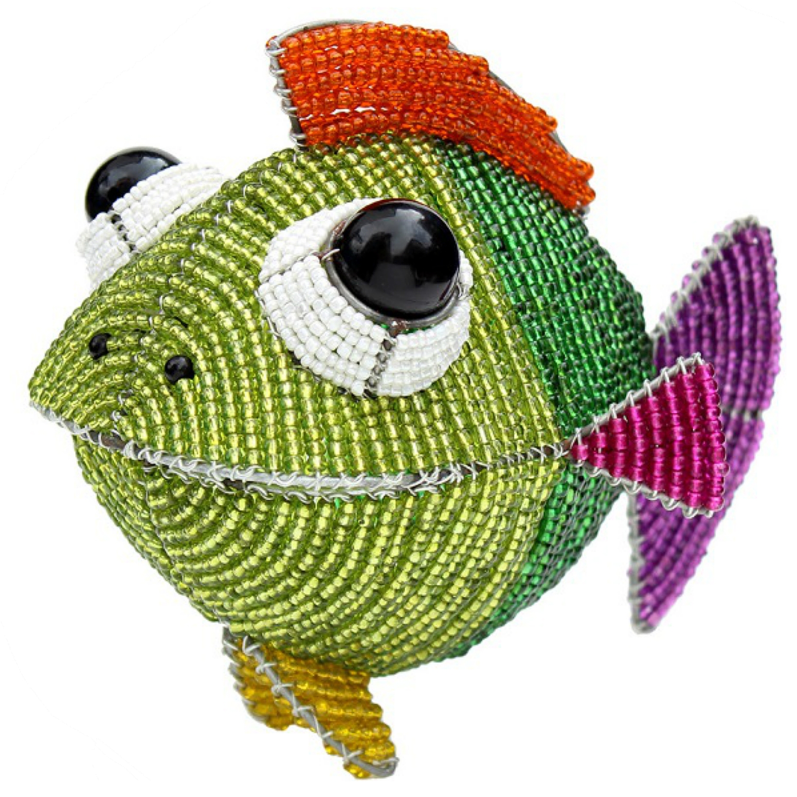 Tropical Ocean Green Billy Fish Glass Beaded Wire 7 Inch Hanging ...