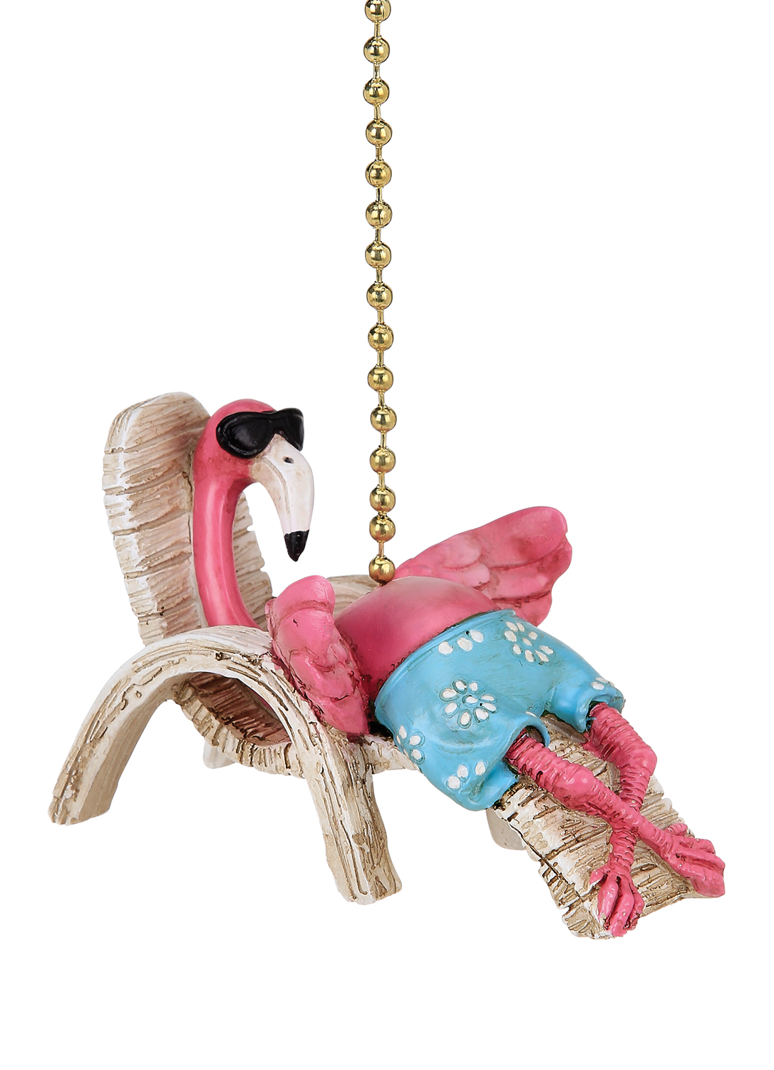 Beachy Pink Flamingo Lounging in Beach Chair Ceiling Fan Light ...