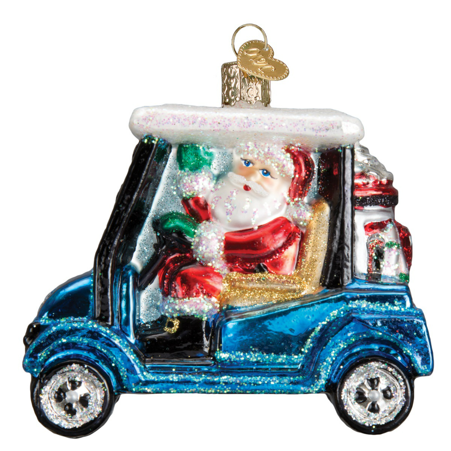 Old World Christmas Santa Driving Golf Cart with Gifts Ornament Glass 3 ...