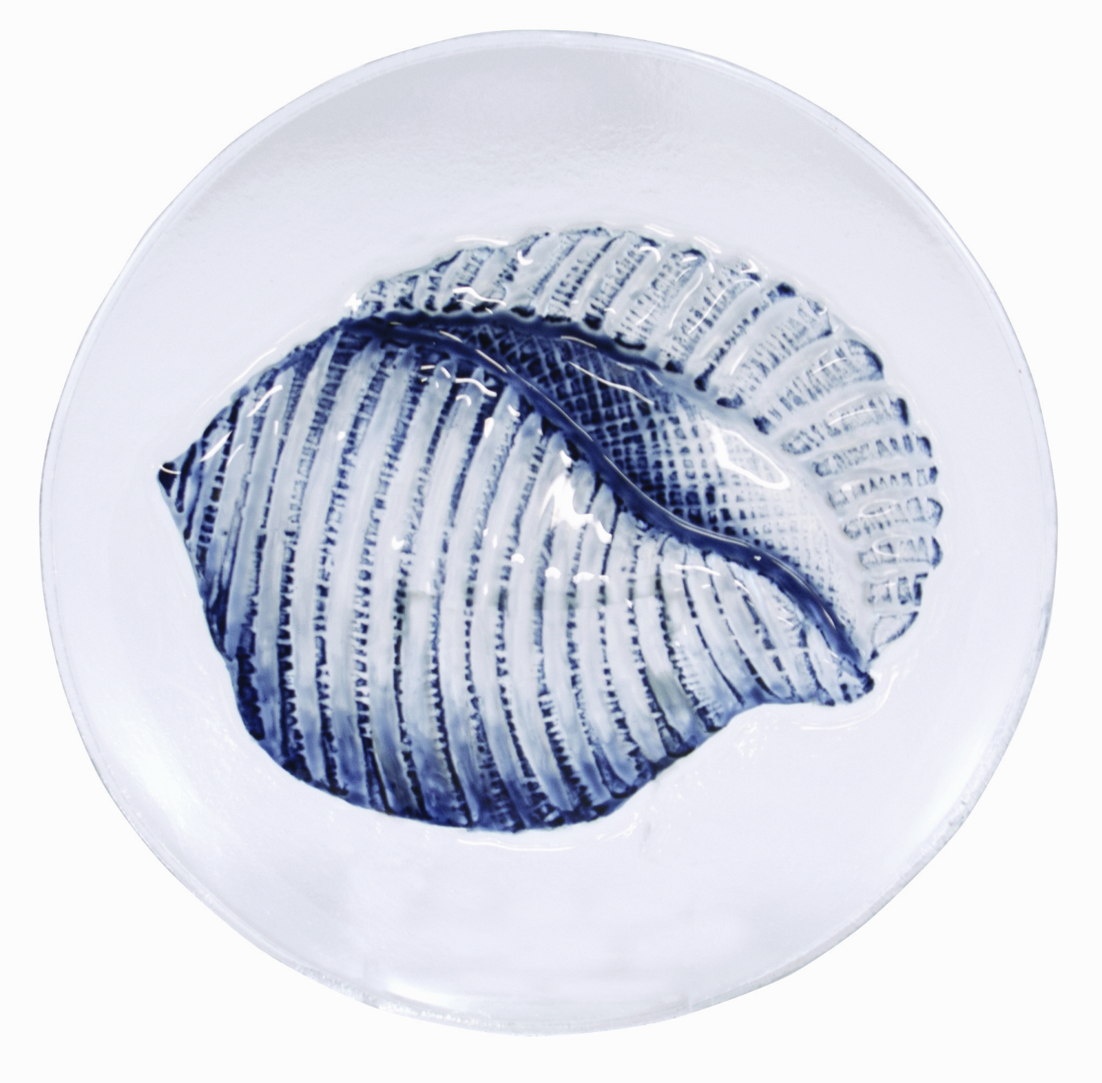 Sanibel Blue Shells on White 8 Inch Serving Dinner Glass Plates Set of ...