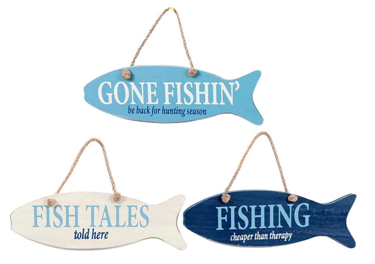 Fish Tales Gone Fishing Cheaper Than Therapy Shaped Fishing Signs Set ...