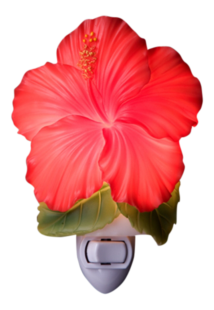 Tropical Red Hibiscus Floral Hand Painted Night Light - Mary B ...