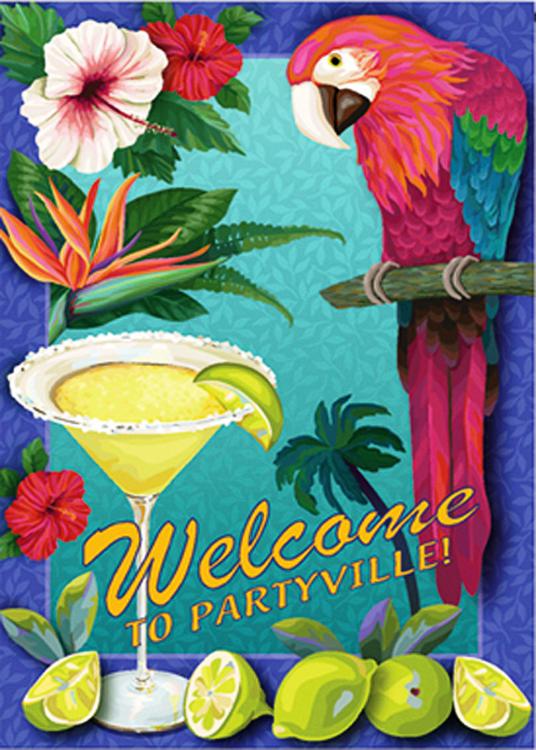 Welcome to Partyville Tropical Margarita Parrot Flag 18 Inches - Mary B ...