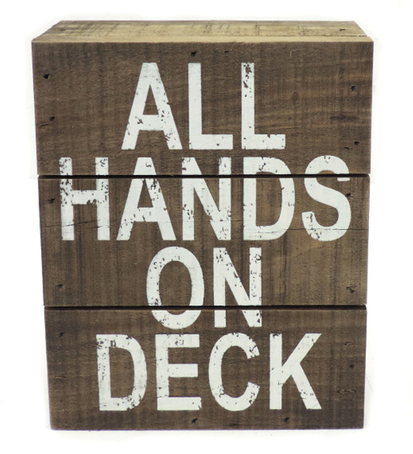 All Hands on Deck Box Shelf Sign Wood 7 Inches - Mary B Decorative Art