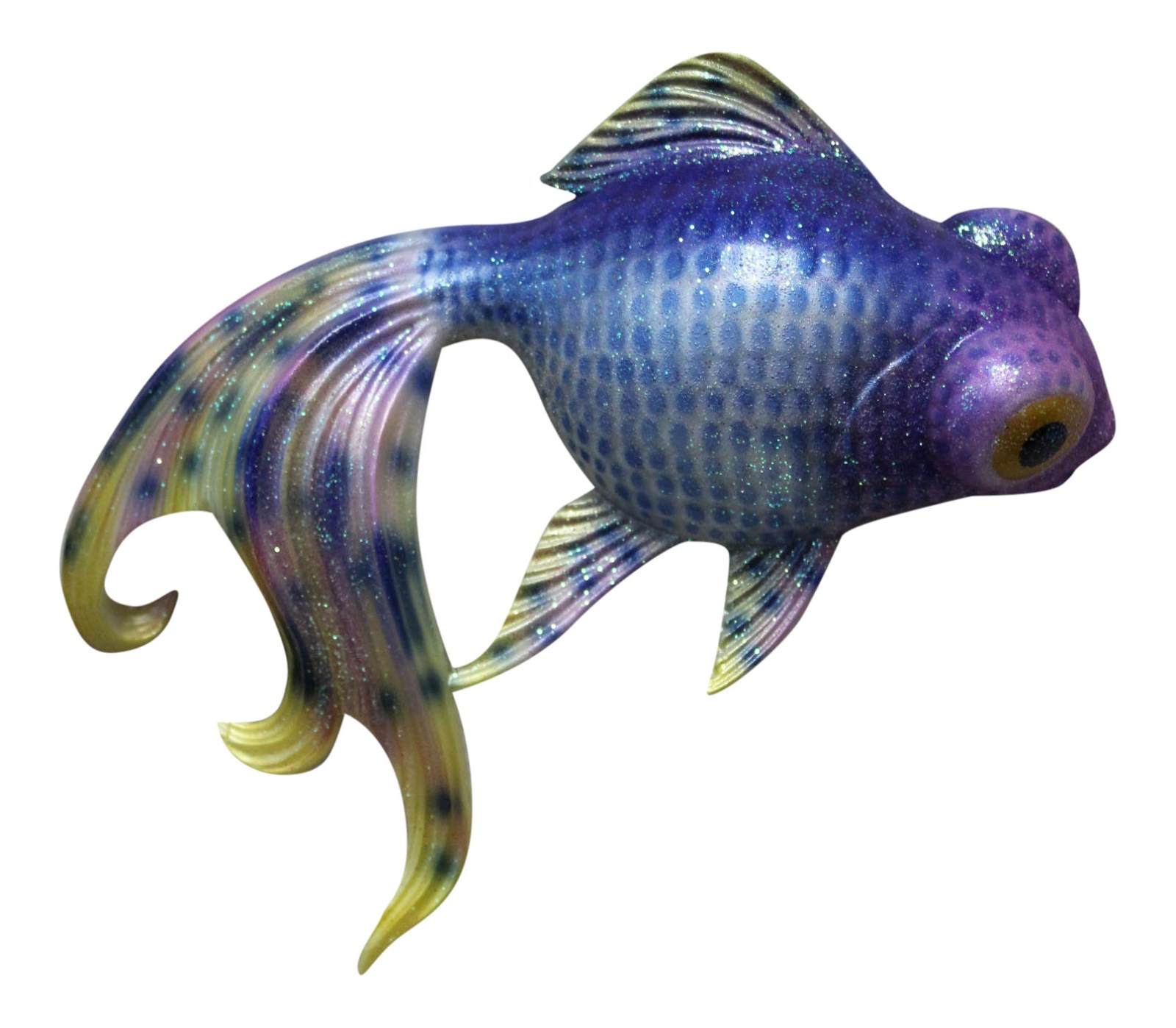 Fancy Tail Glittered Purple Goldfish Childs Room Bath 8 Inch Wall Decor ...