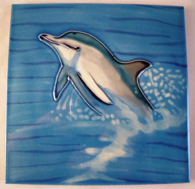 Coastal Blue Dolphin Swimming 6x6 Inches Ceramic Tile - Mary B ...