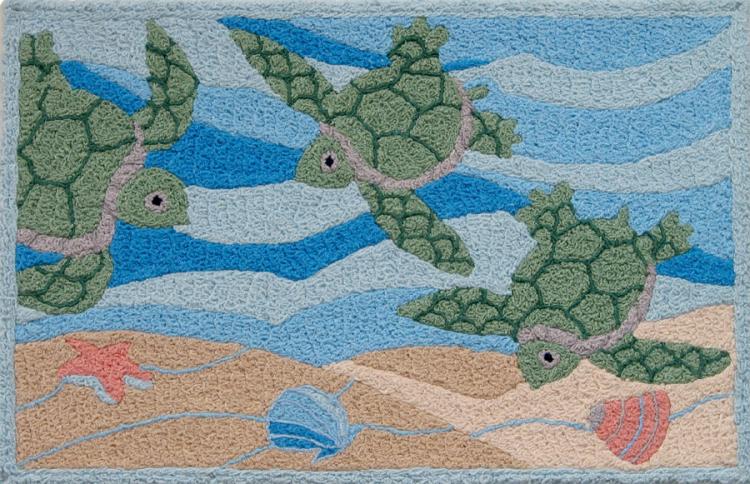 Tropical Green Sea Turtles Swimming 20 x 30 Inches Area Accent Rug ...
