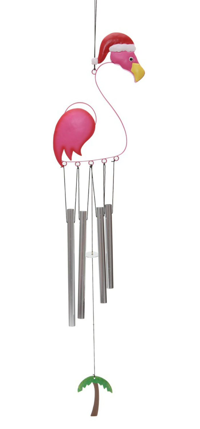 Pink Flamingo in Santa Hat Christmas Holiday Wind Chimes - Mary B ...