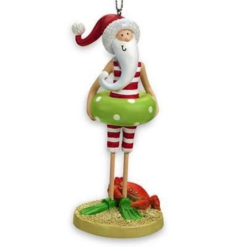 Skinny Tiki Beach Santa with Float and Crab Ornament - Mary B ...
