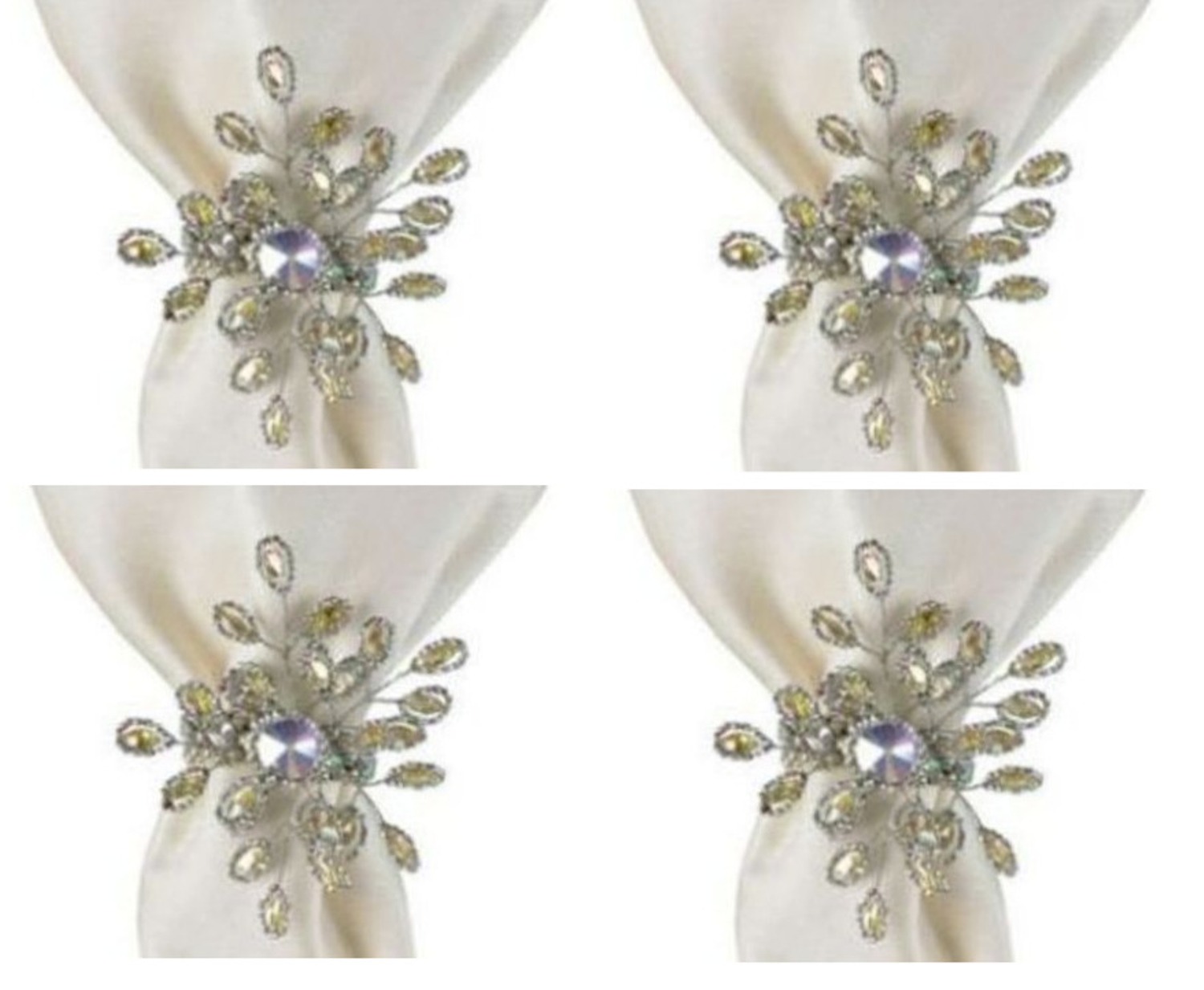 Bling Bling Silver Beaded Rhinestones Christmas Holiday Napkin Rings ...