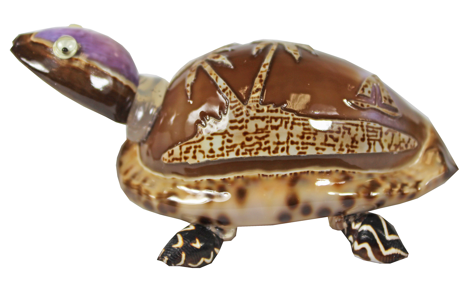 Sea Shell Seashell Turtle Figurine Carved Palm Tree - Mary B Decorative Art