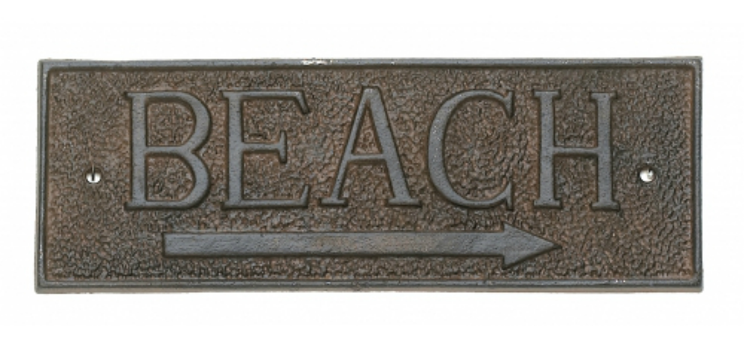 Beach Arrow Directional Wall Sign Metal 9.5 Inch Cast Iron - Mary B ...