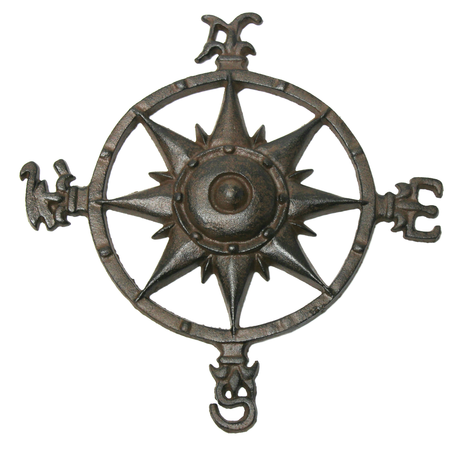 Cast Iron Rustic Compass Rose Sculpture Wall or Garden Decor - Mary B ...