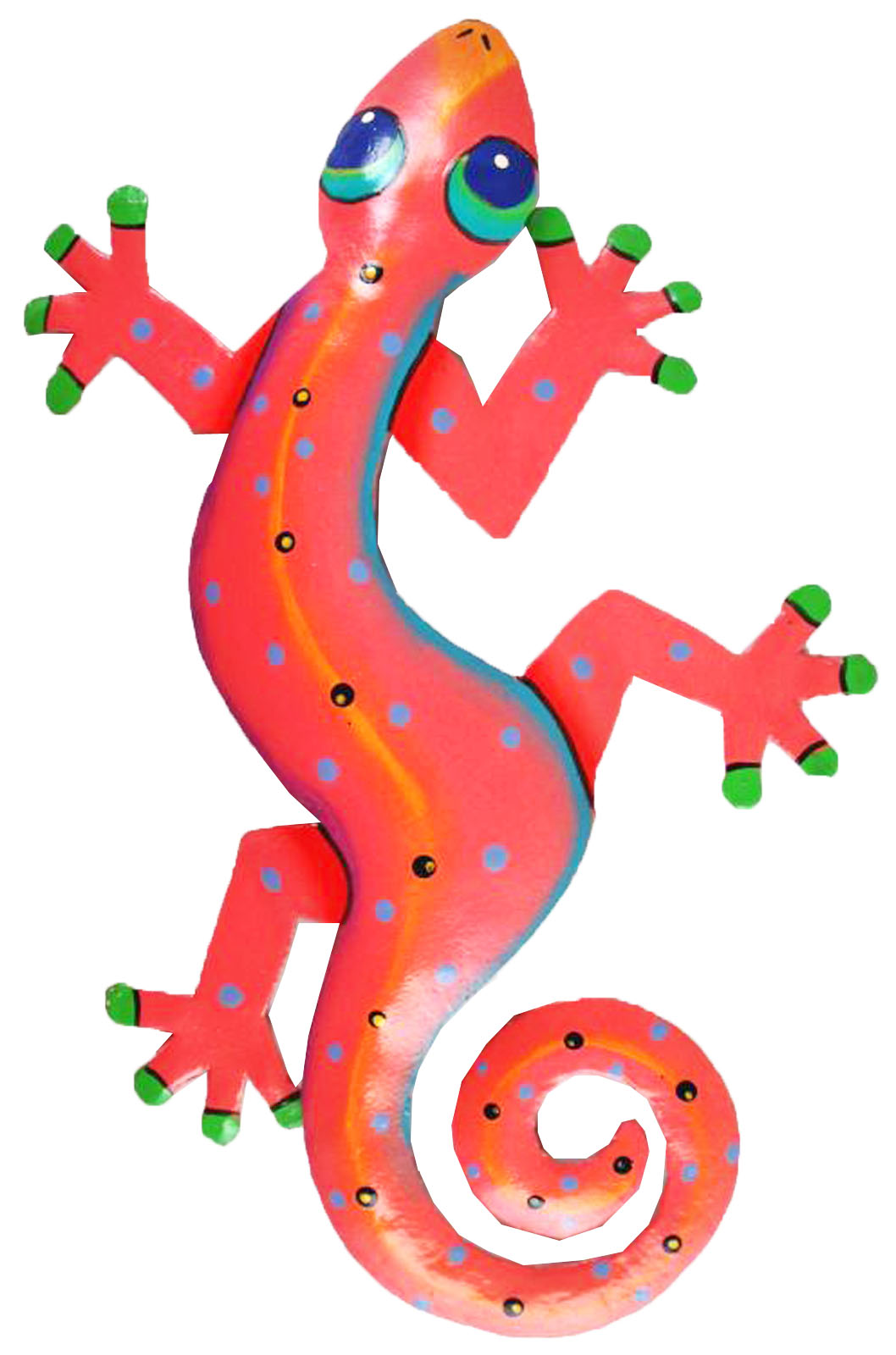 Hand Crafted Tropical 12 Inches Salmon Pink Gecko Decor Haitian Metal ...