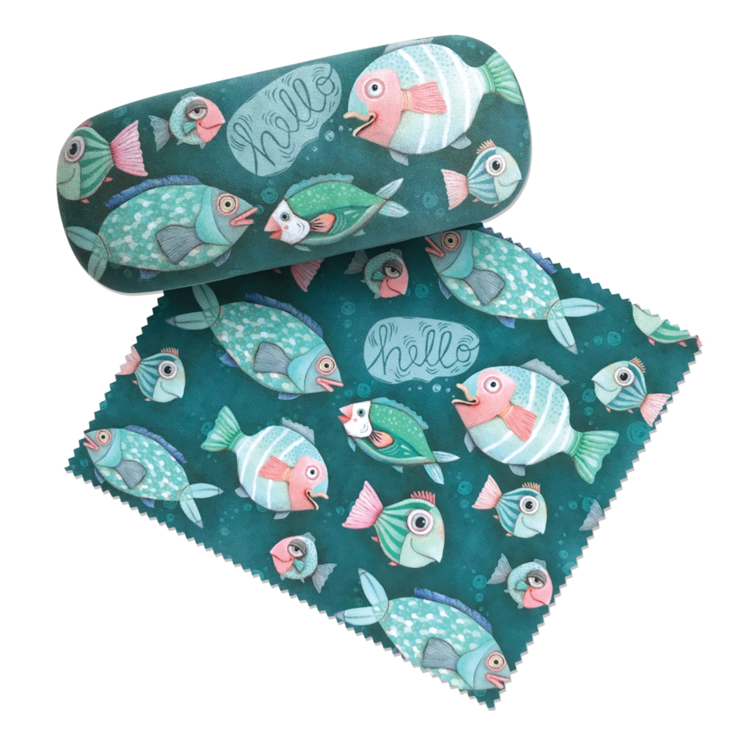 Allen Designs Hello Fish in Sea Eyeglass Case and Matching Lens ...