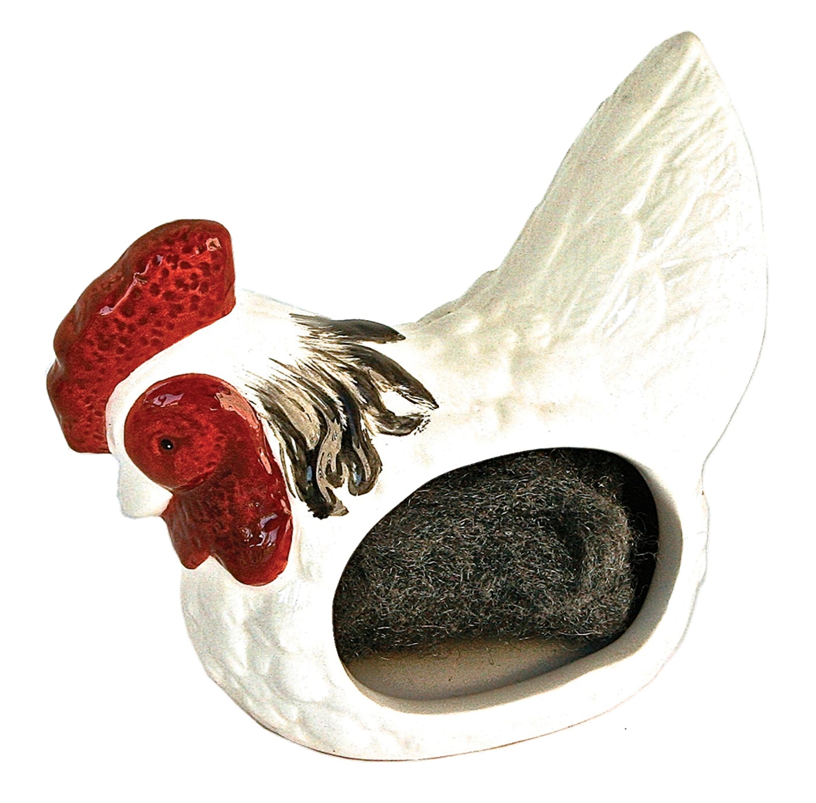 White Chicken Kitchen Sponge Soap Scrubby Holder Ceramic Figurine ...