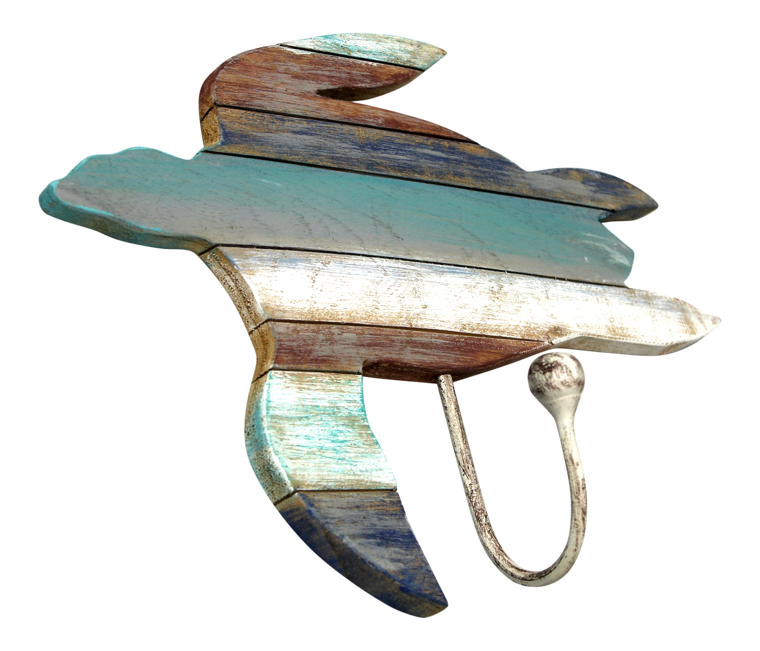 Coastal Sea Turtle Single Hook Hanger Hand Carved Wood Wall Decor ...