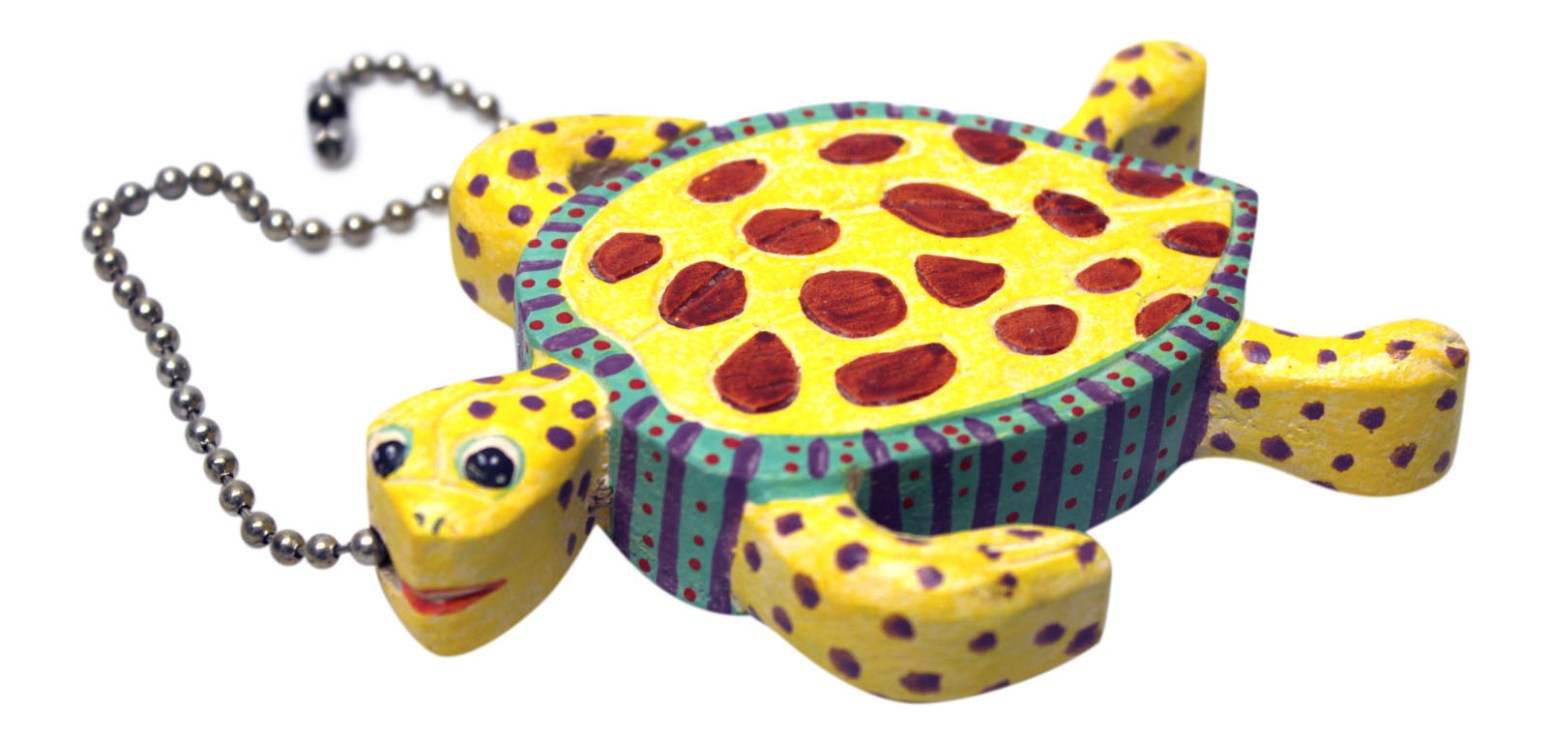 Sunny Yellow Sea Turtle Ceiling Fan Light Pull Hand Carved Wood - Mary ...