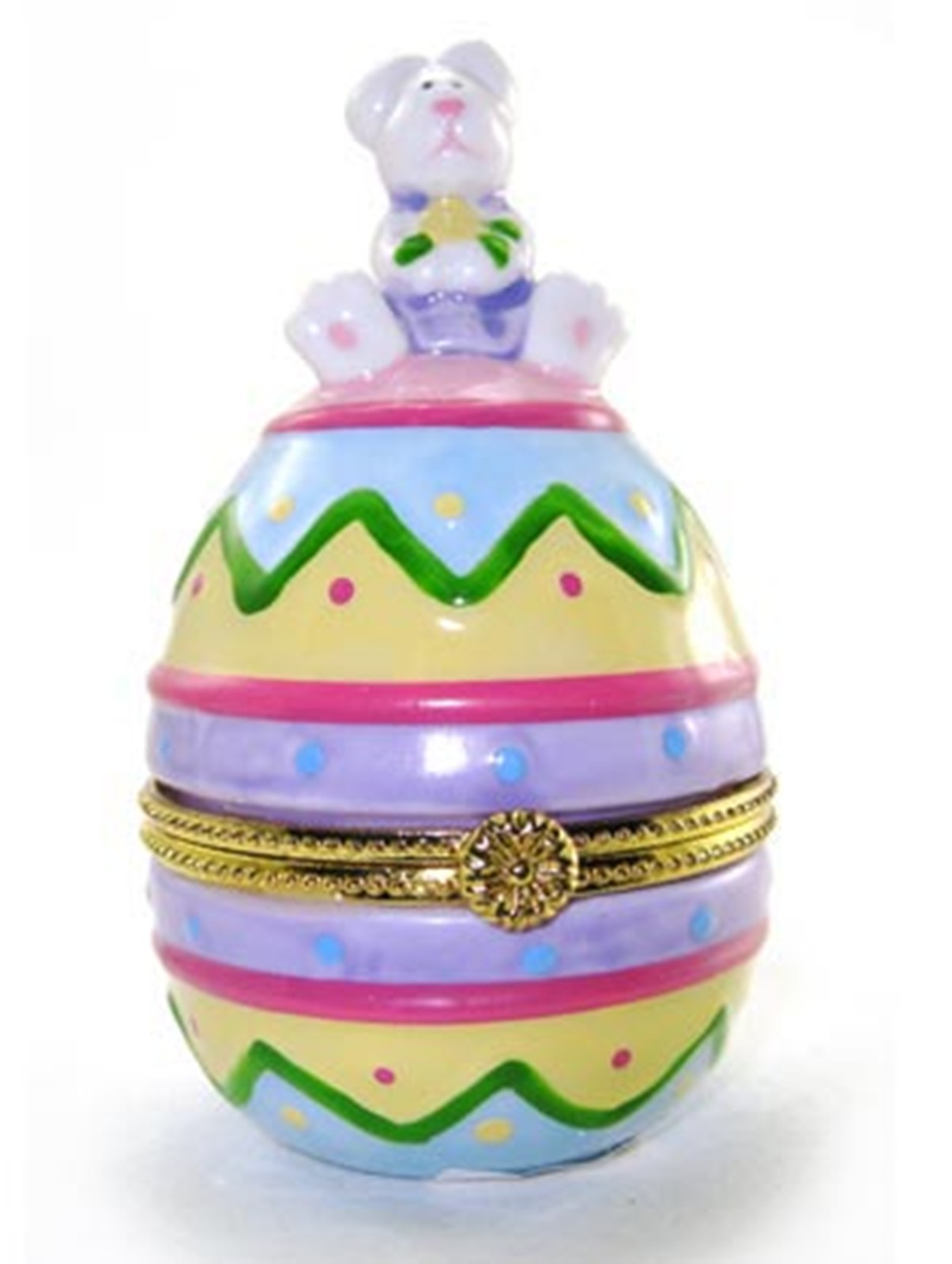 Decorated Easter Bunny Egg Hinged Trinket Box - Mary B Decorative Art