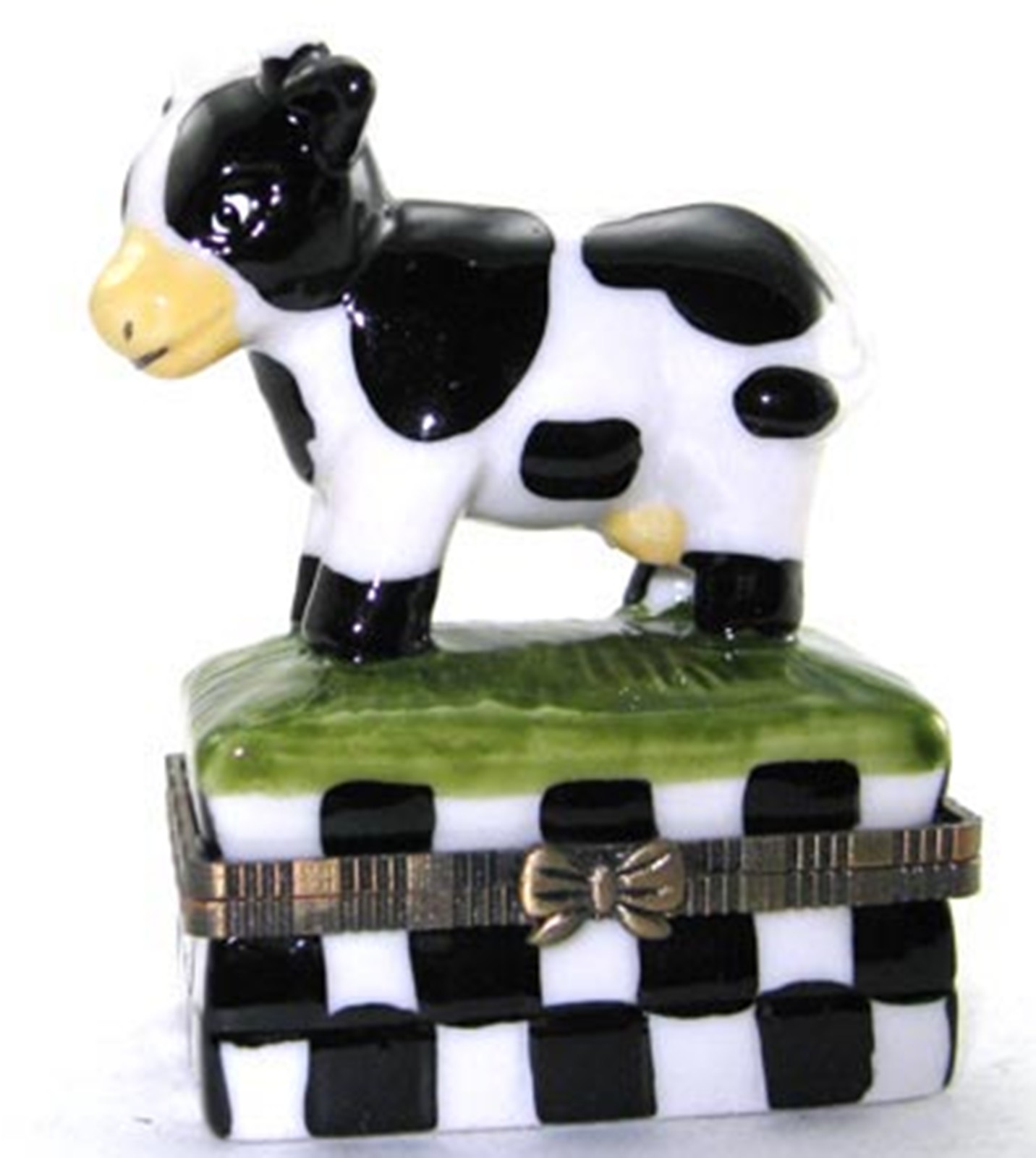 Black and White Dairy Cow Hinged Trinket Box - Mary B Decorative Art