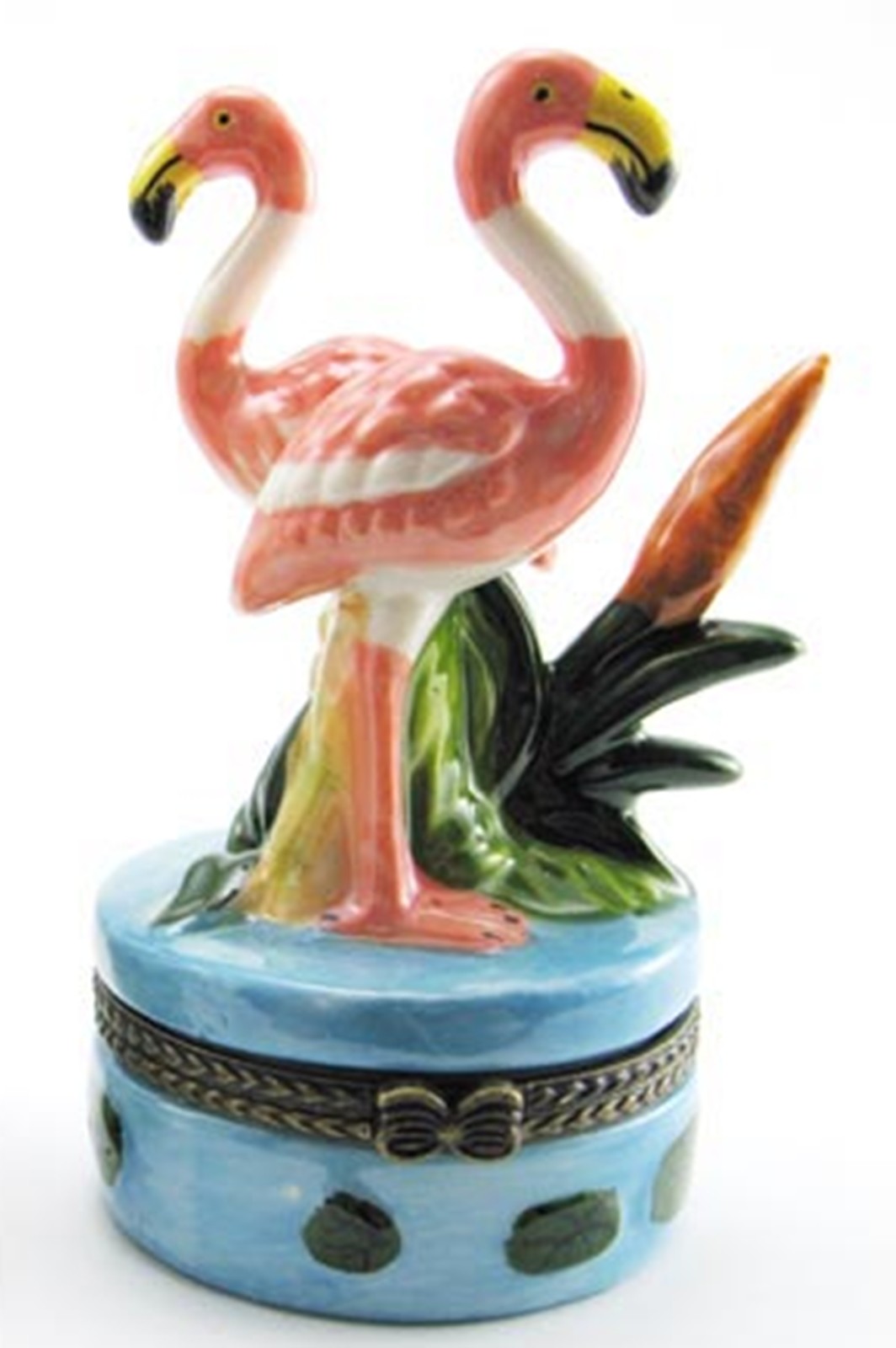 Tropical Pink Flamingo Hinged Trinket Box phb - Mary B Decorative Art