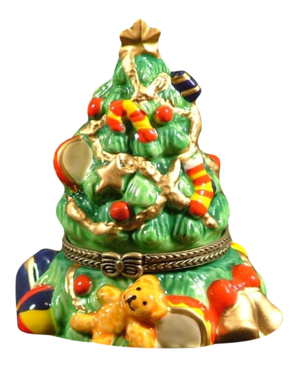 Christmas Xmas Gift Tree With Toys and Bear Trinket Box Porcelain ...