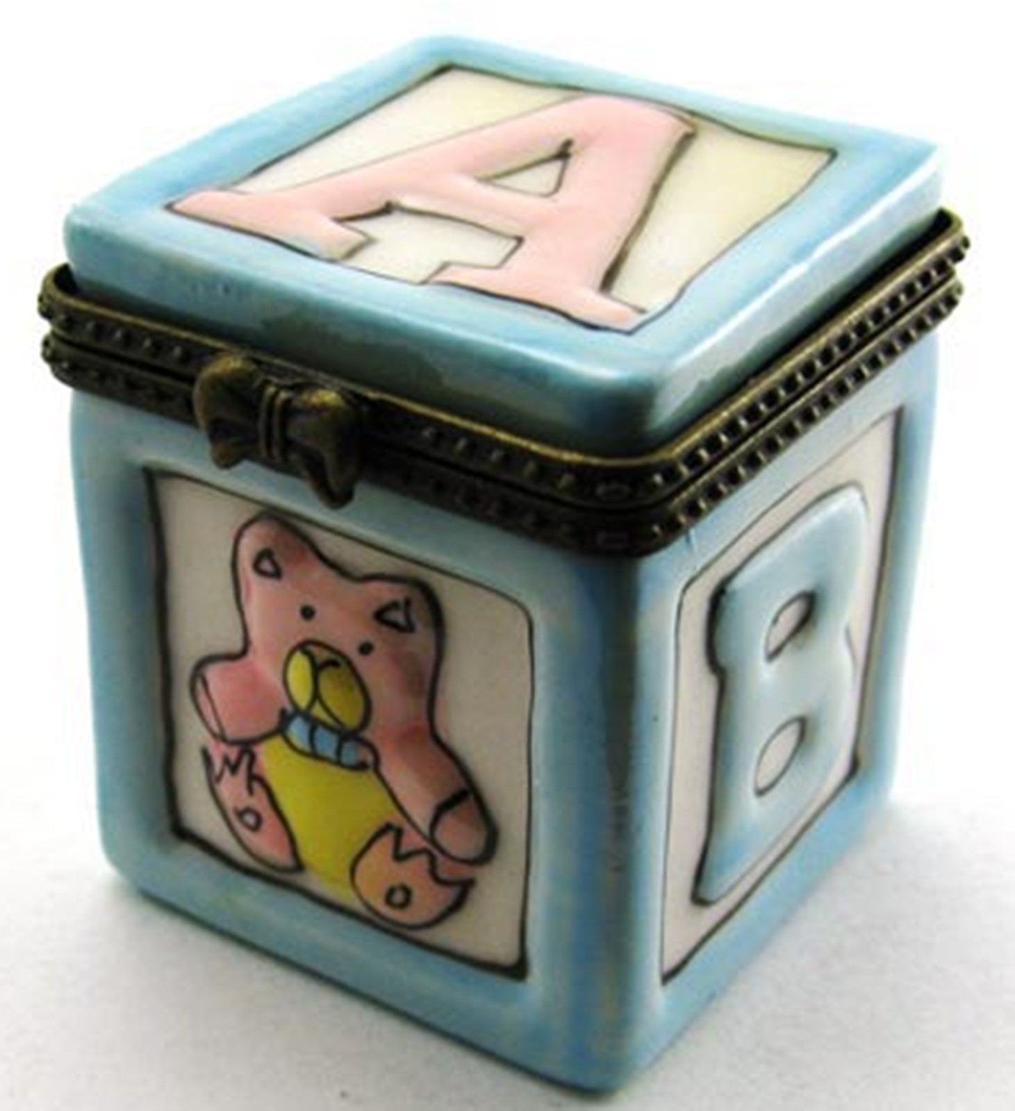 Baby Shower Gift Blue Building Block Trinket Box phb - Mary B ...