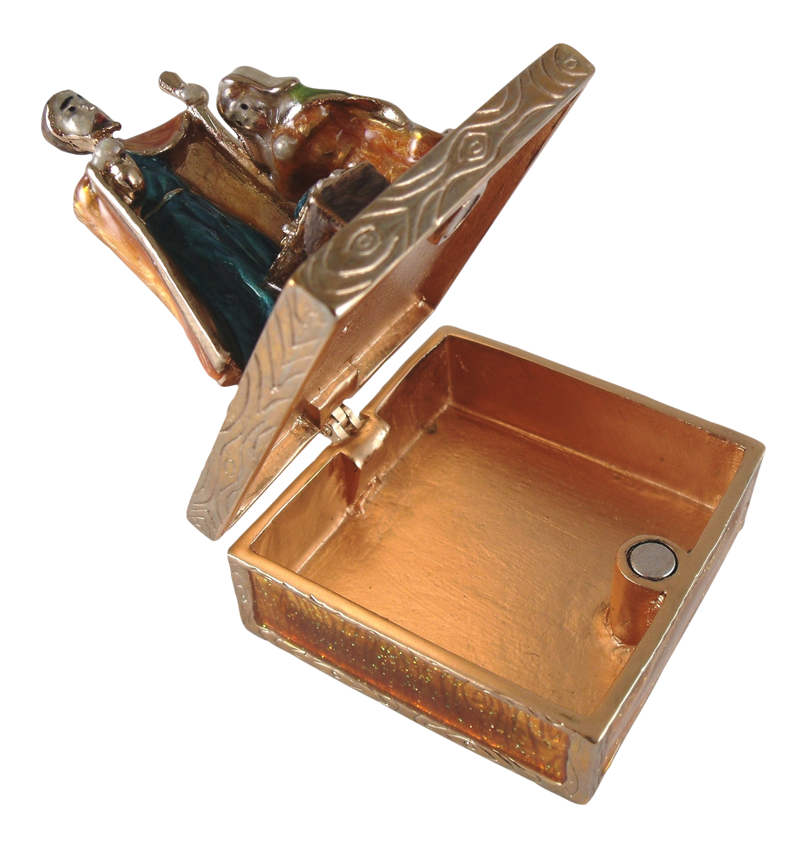 Bible Story Jesus Born Nativity Scene Pewter Jewelry Hinged Box - Mary ...