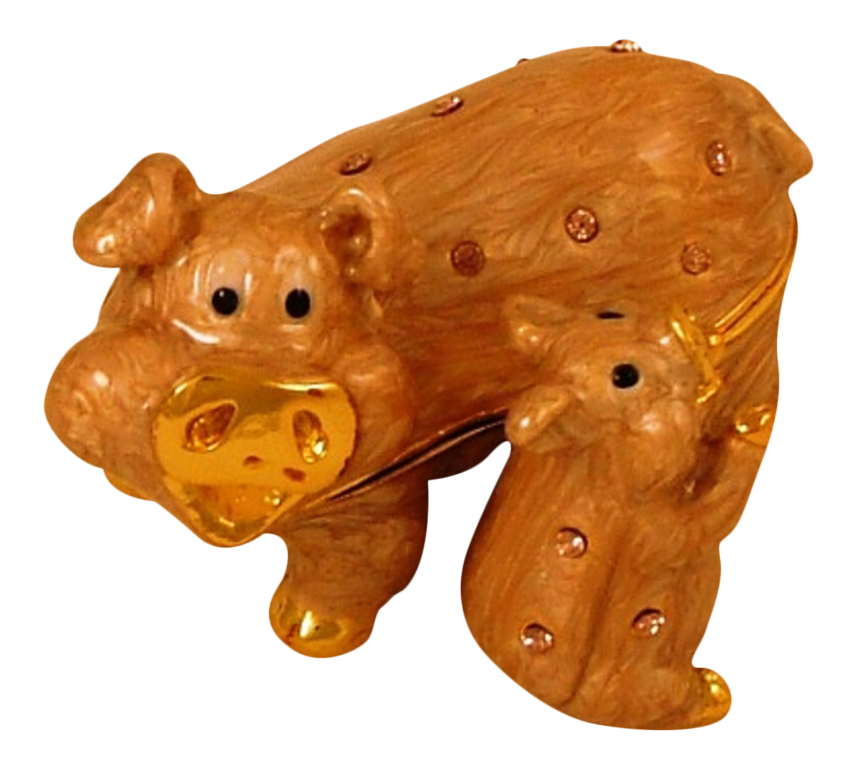 Mother and Baby Pig Piggy Pigs Piglet Jeweled Enameled Hinged Trinket ...