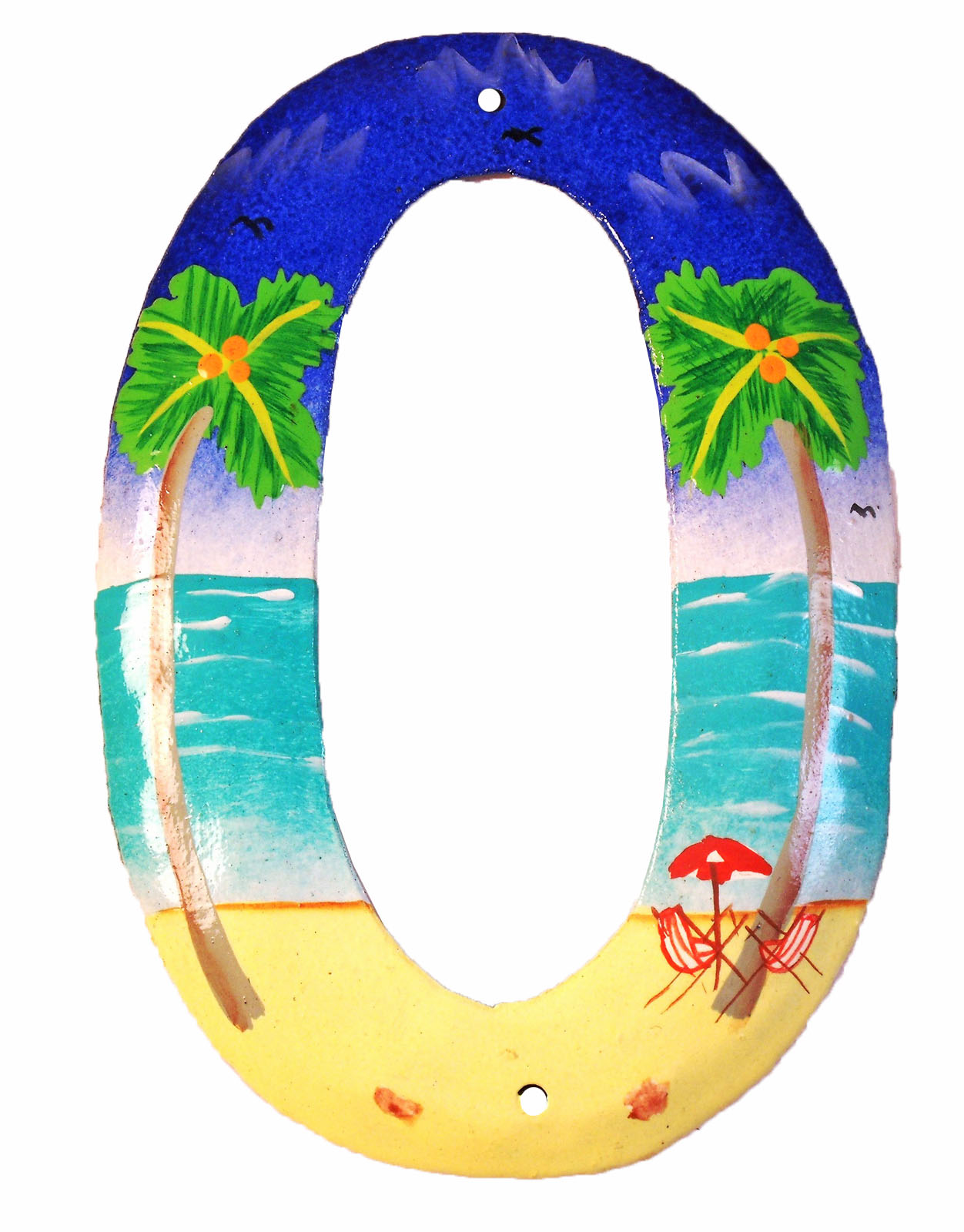 Tropical Beach House Numbers Haitian Metal Art Number 1 - Mary B ...