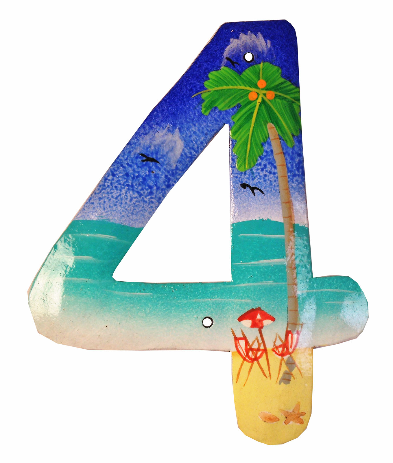 Tropical Beach House Numbers Haitian Metal Art Number 4 - Mary B ...