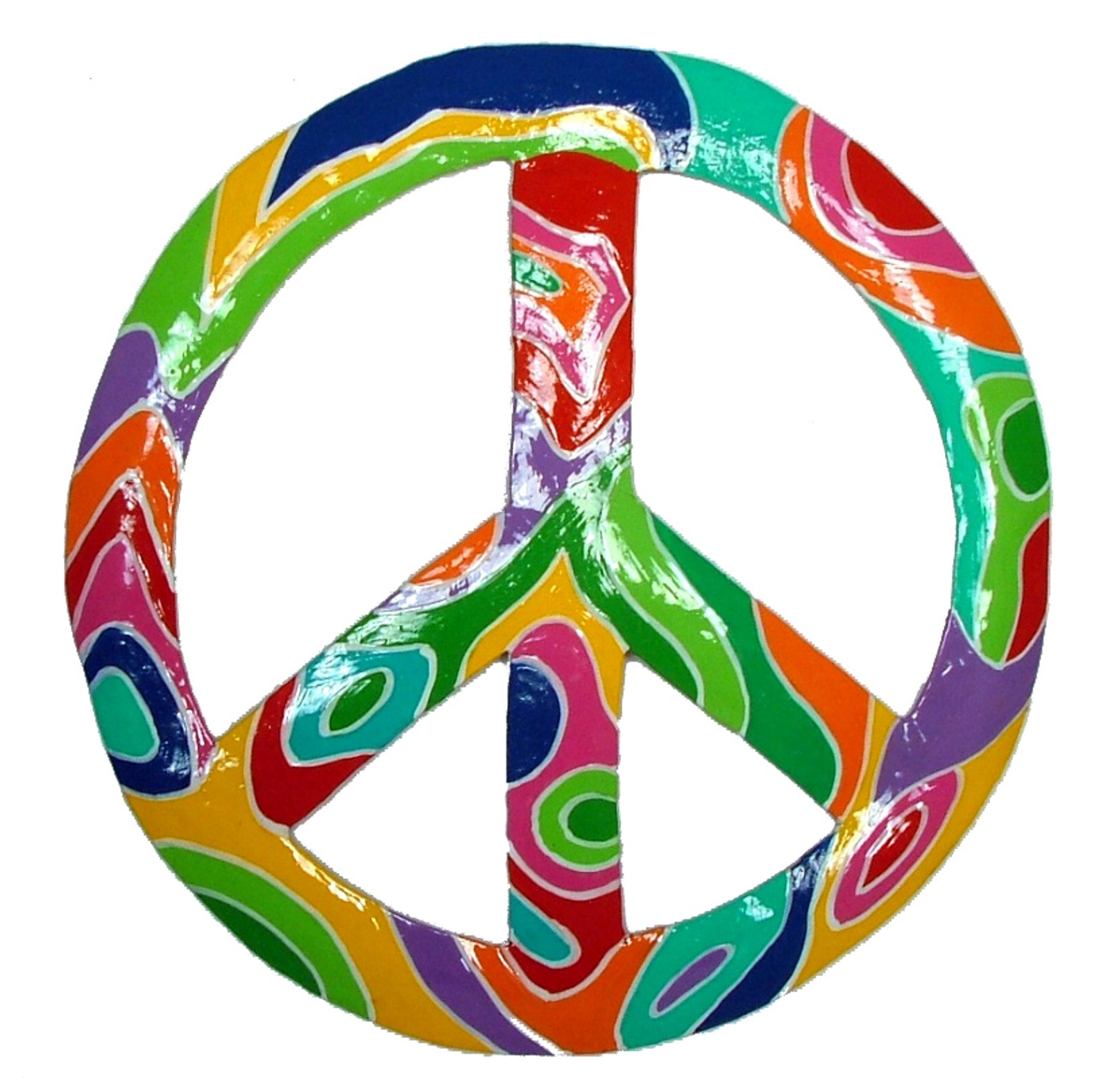 Tropical Psychodelic Peace Sign Decor Haitian Metal Art Large - Mary B ...