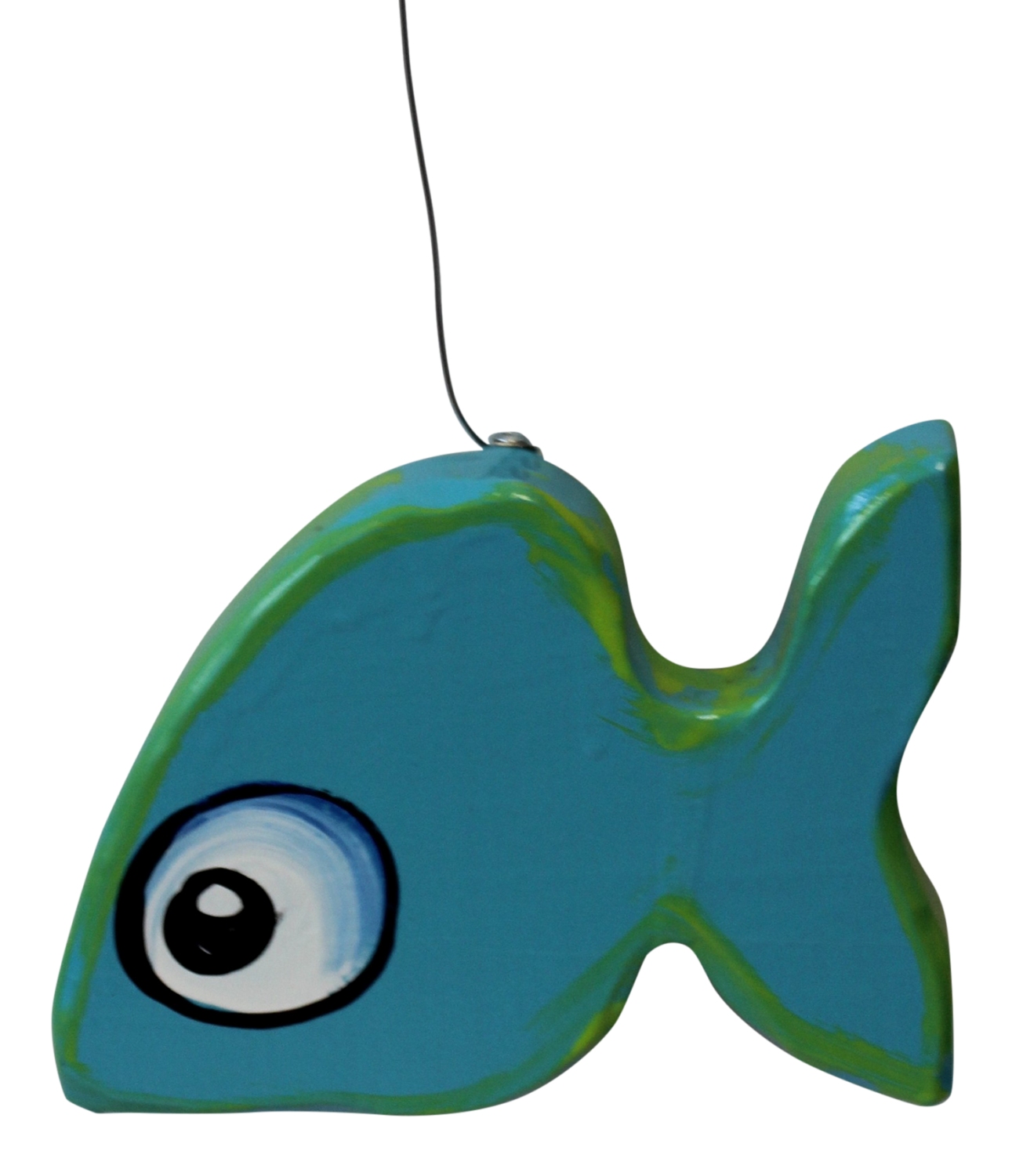 Blue Fish Hanging Decor Hand Painted Wood 6.5 Inches - Mary B ...