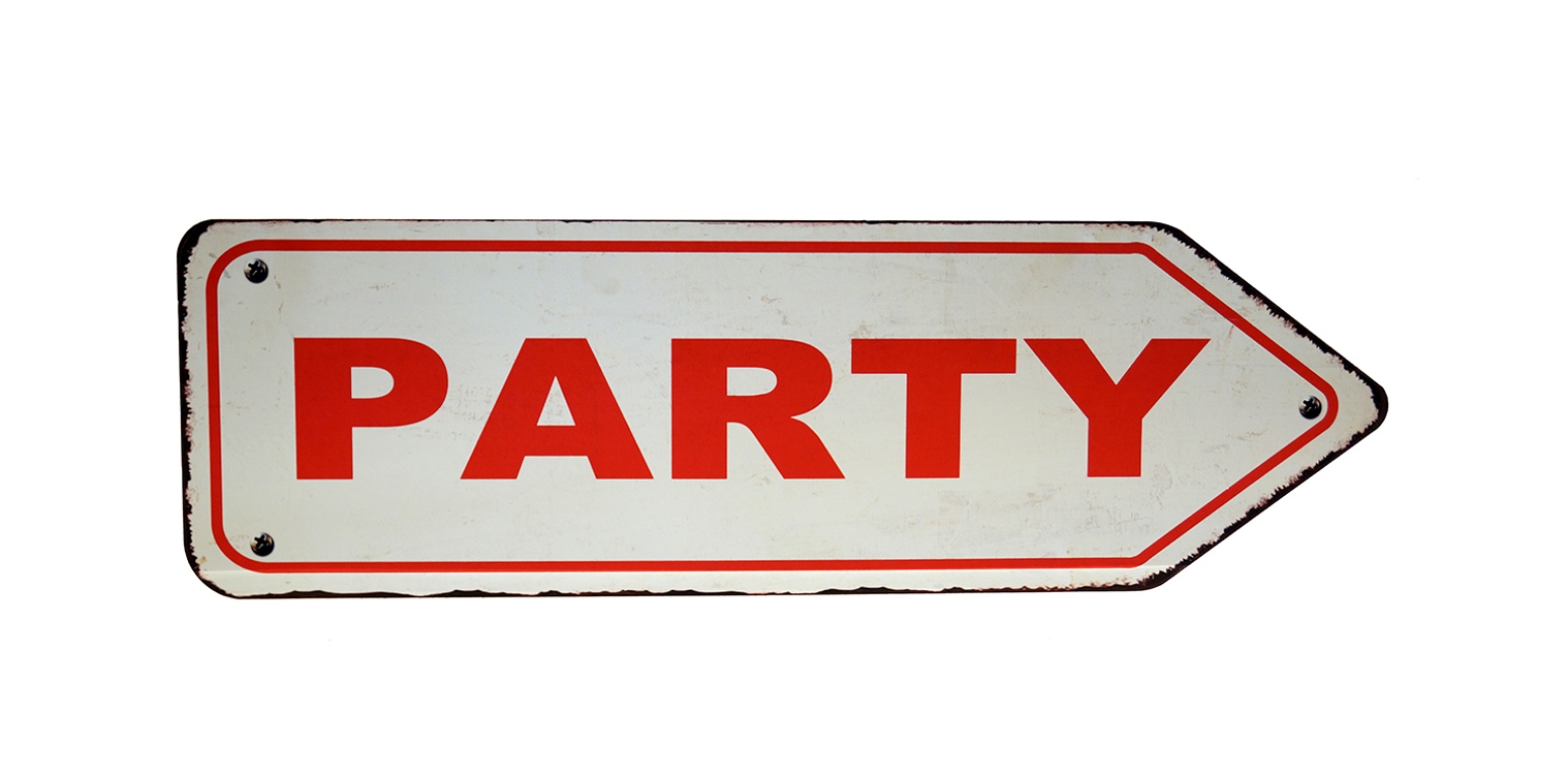 Party Arrow Shape Red and White Directional Metal Sign 31 Inch - Mary B ...