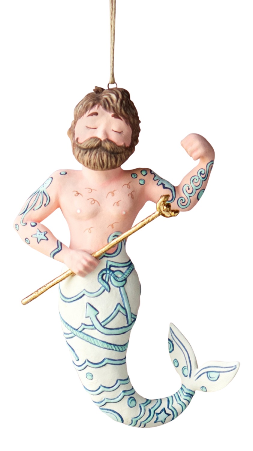 Merman in Blue with Trident Christmas Holiday Ornament - Mary B ...