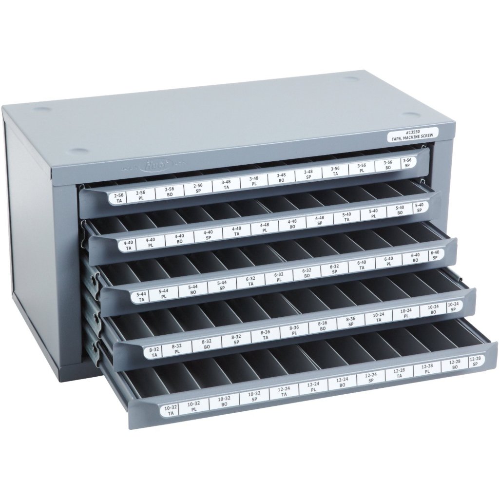 HUOT #13550 2-56 TO 12-28 MACHINE SCREW SIZE TAP DISPENSER ORGANIZER ...