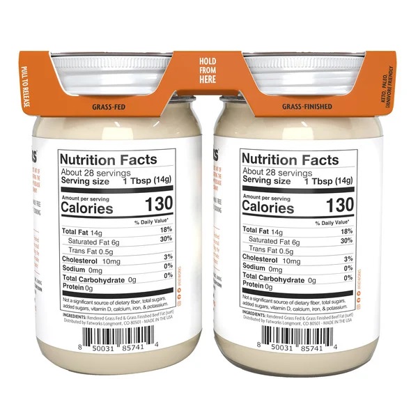 Fatworks Grass-Fed Beef Tallow, 14.1 Ounce (Pack of 2) - Walmart.com