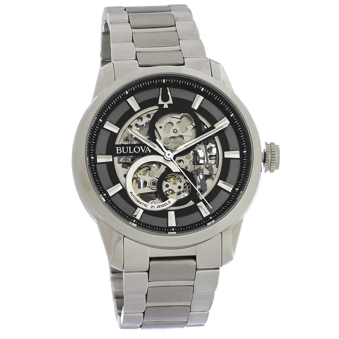 Bulova Sutton 21-Jewel Mens Skeleton Dial Automatic Watch 96A208
