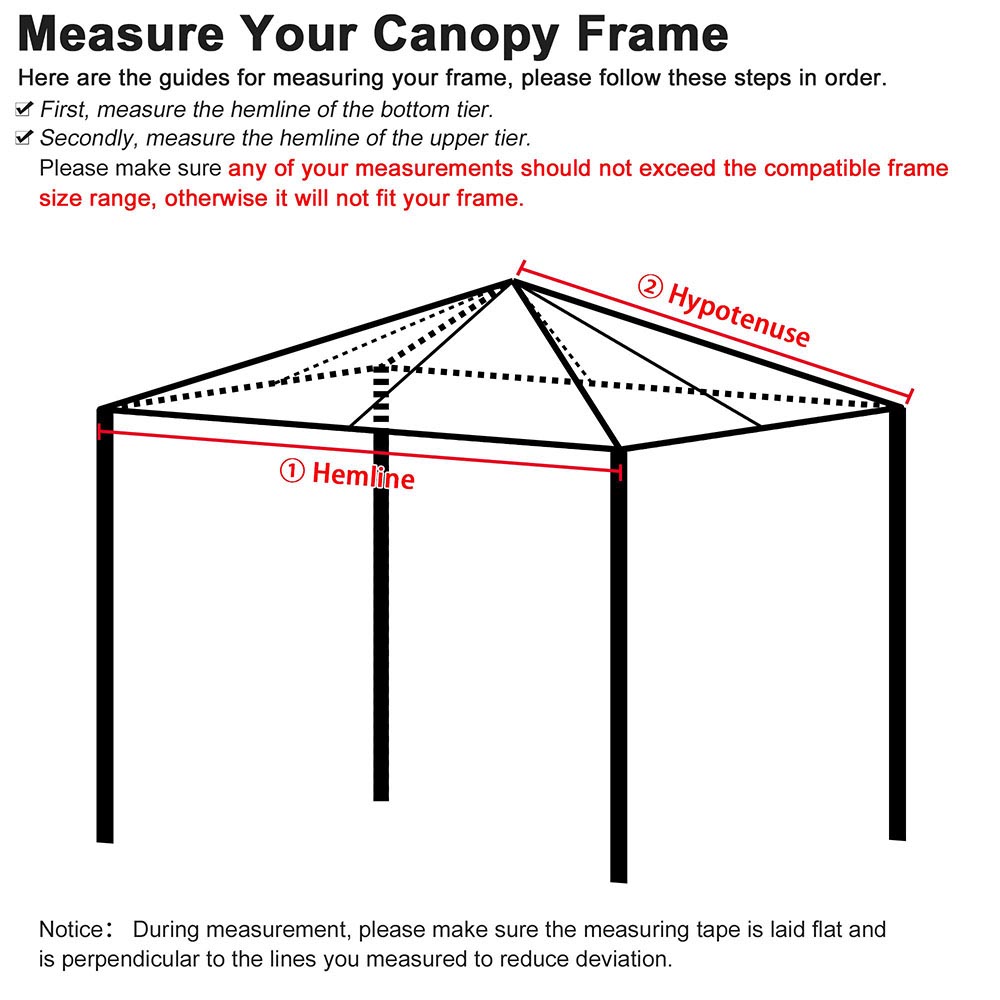 10x10' Gazebo Canopy Top Replacement 1-Tier Patio Pavilion UV30 ...