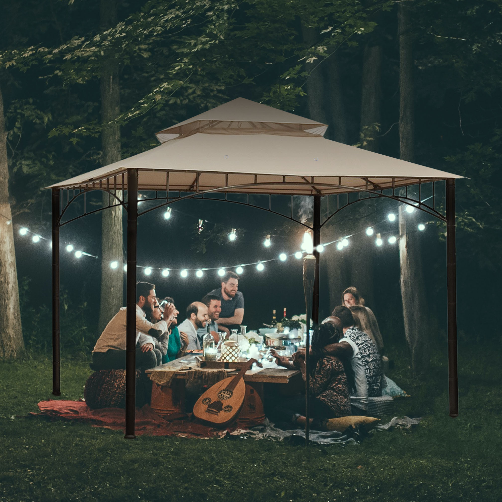 Water Resistant Gazebo Top Canopy Replacement 2-Tier UV30 Patio ...