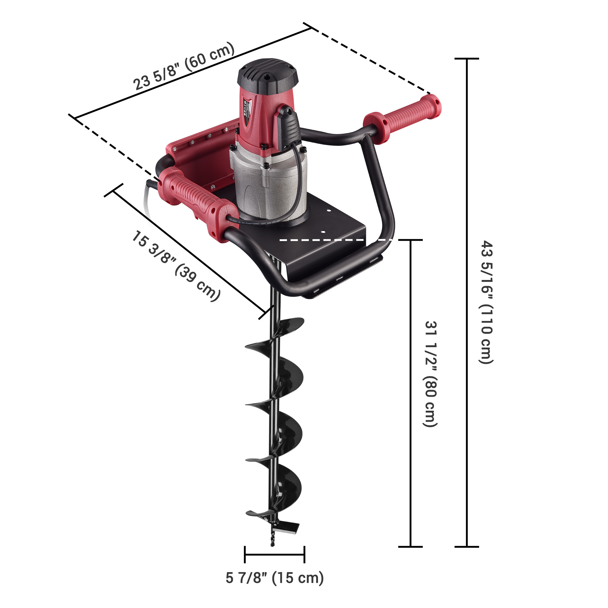 1500W Electric Post Hole Digger Earth Auger 4 6 8 10 12" Digger Auger ...