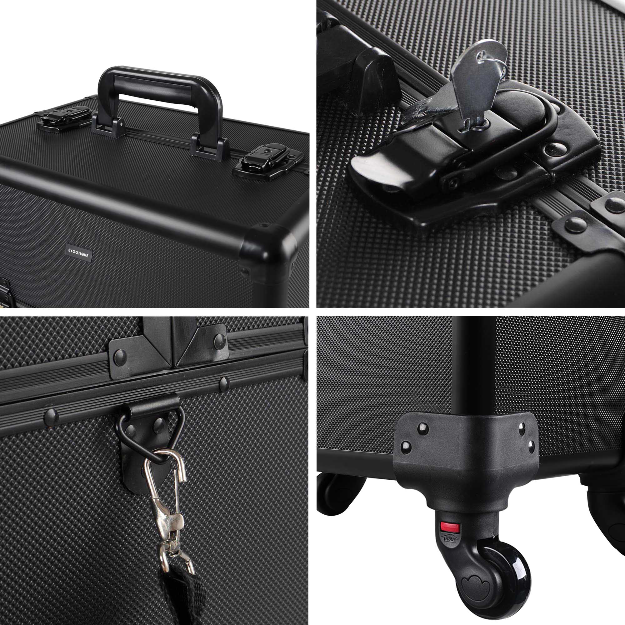 BYOOTIQUE 3 in1 4 in1 Aluminum Rolling Makeup Trolley Cosmetic Beauty ...