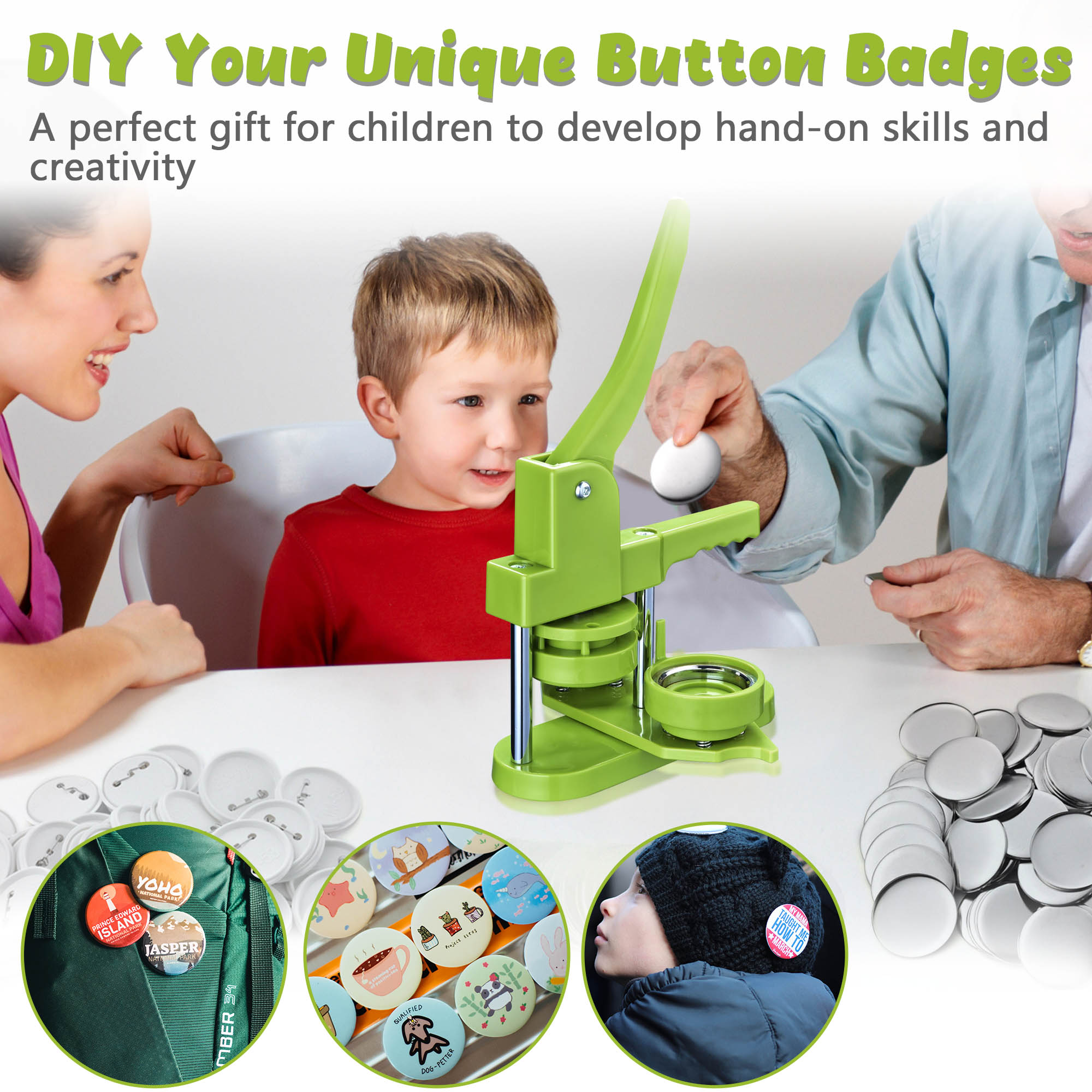 25mm/32mm/58mm Button Maker Machine Installation-Free Pin Badge Punch ...