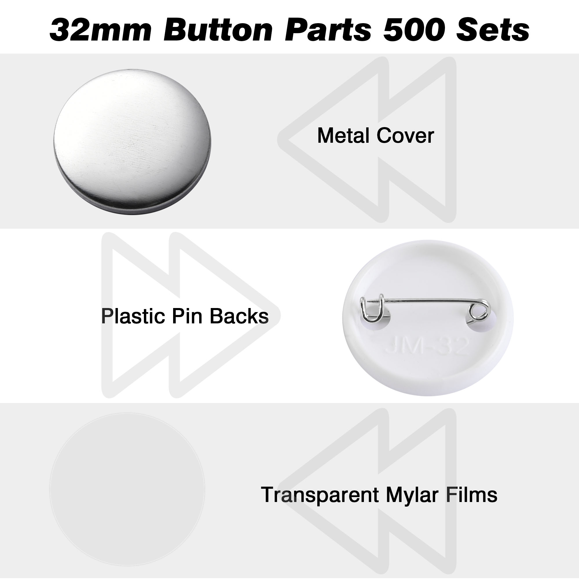 25mm/32mm/58mm Button Badge Set Blank Pin for Button Maker Machine 500 ...