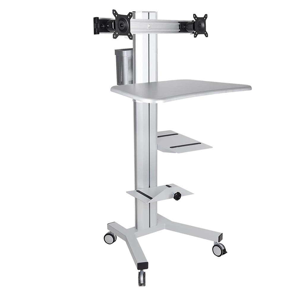 Ergonomic Workstation Rolling Mobile Desktop PC Computer Cart w/ Dual ...