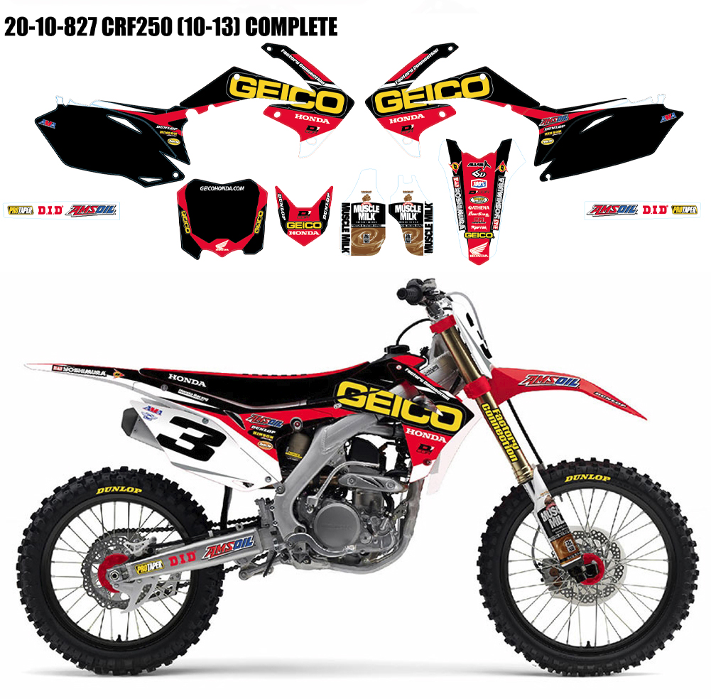 D'COR GEICO HONDA FULL GRAPHICS & TRIM KIT - CRF250R - 2010-2013 _20-10 ...