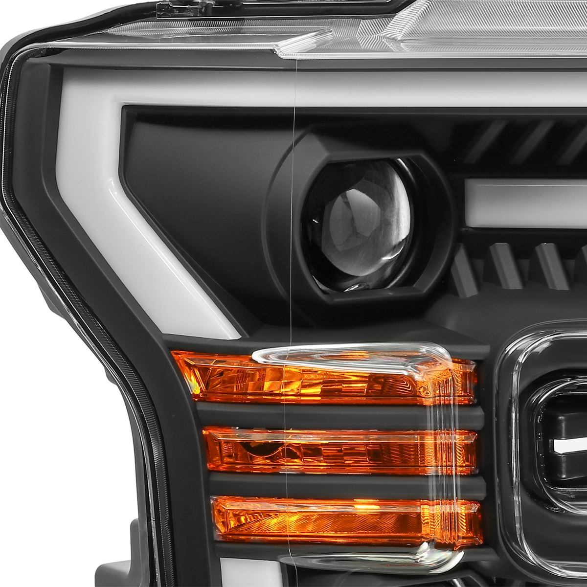 [LED Tube] 2015 2016 2017 Ford F-150 Black LED Bar Projector Headlights ...
