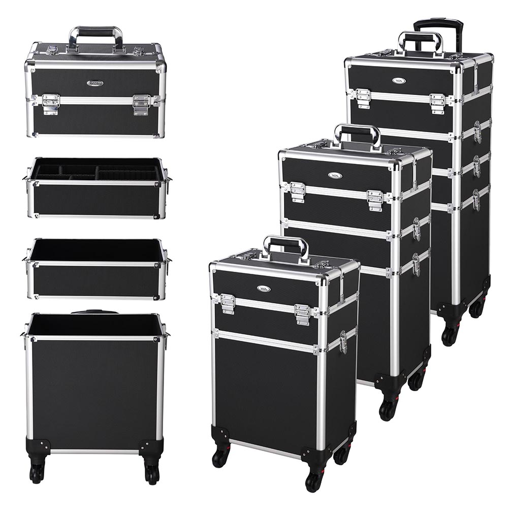 BYOOTIQUE 3 in1 4 in1 Aluminum Rolling Makeup Trolley Cosmetic Beauty ...